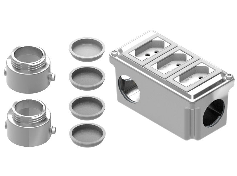 Condulete Alumínio Multiplo xpw 1" Com Rosca BSP E 2 Conectores Com ...